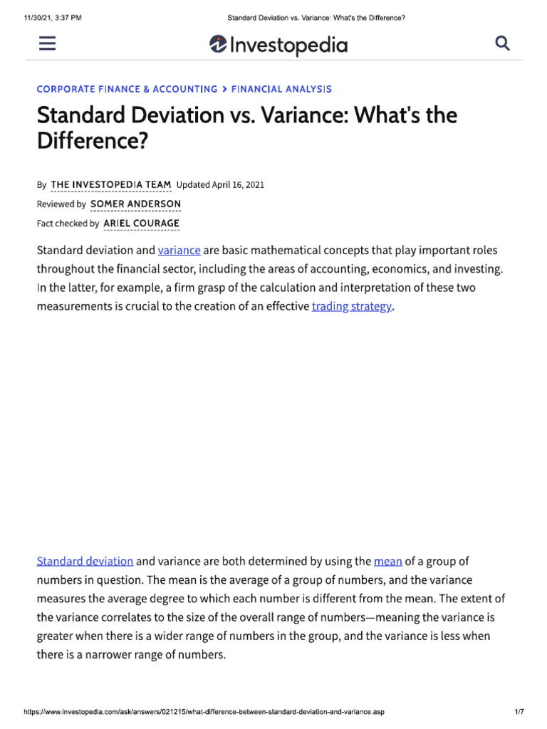 Standard Variance | PDF