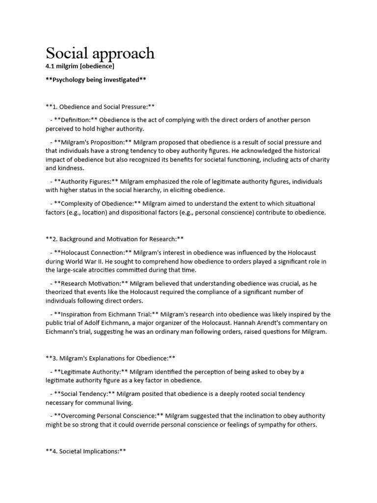 Social Approach | PDF | Obedience (Human Behavior) | Empathy