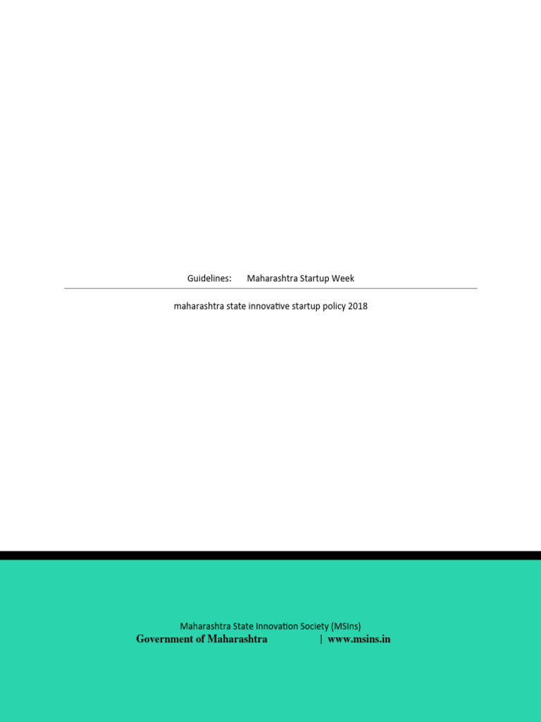 Guidelines Maha Startup Week V4 2 Pdf Startup Company Small