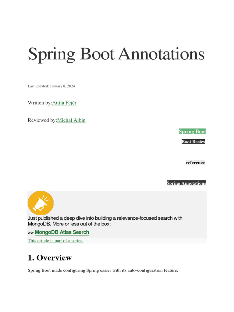 Spring Boot Annotations Pdf Software Computer Science