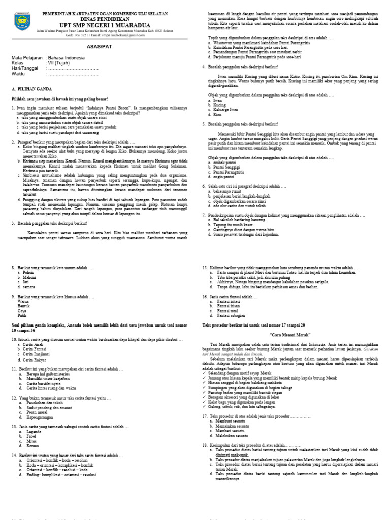 Soal - B-Indo - KLS VII | PDF