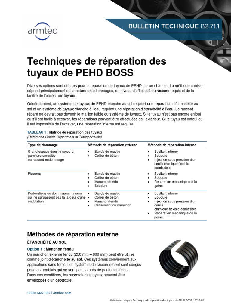 Armtec - Technical Bulletin B2.71.1 BOSS HDPE Pipe Repair Techniques F ...