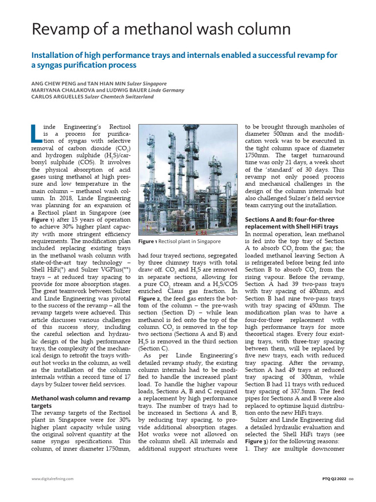 Methanol Wash Tower | PDF | Foam | Pressure