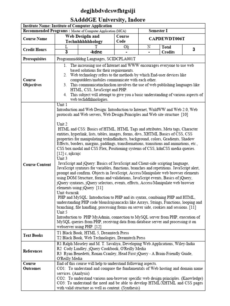 Syllabus Web Technology | PDF | World Wide Web | Internet & Web