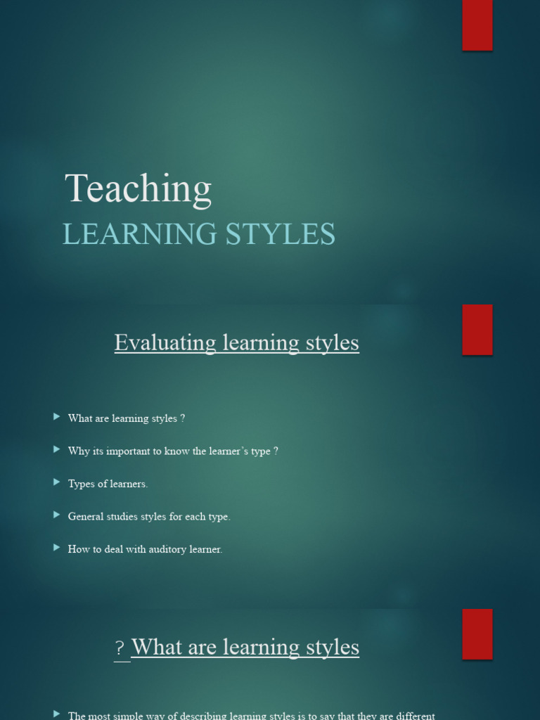 Teaching | PDF | Learning Styles | Learning