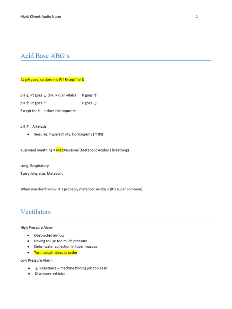 Mark Klimek Notes | PDF | Childbirth | Stomach