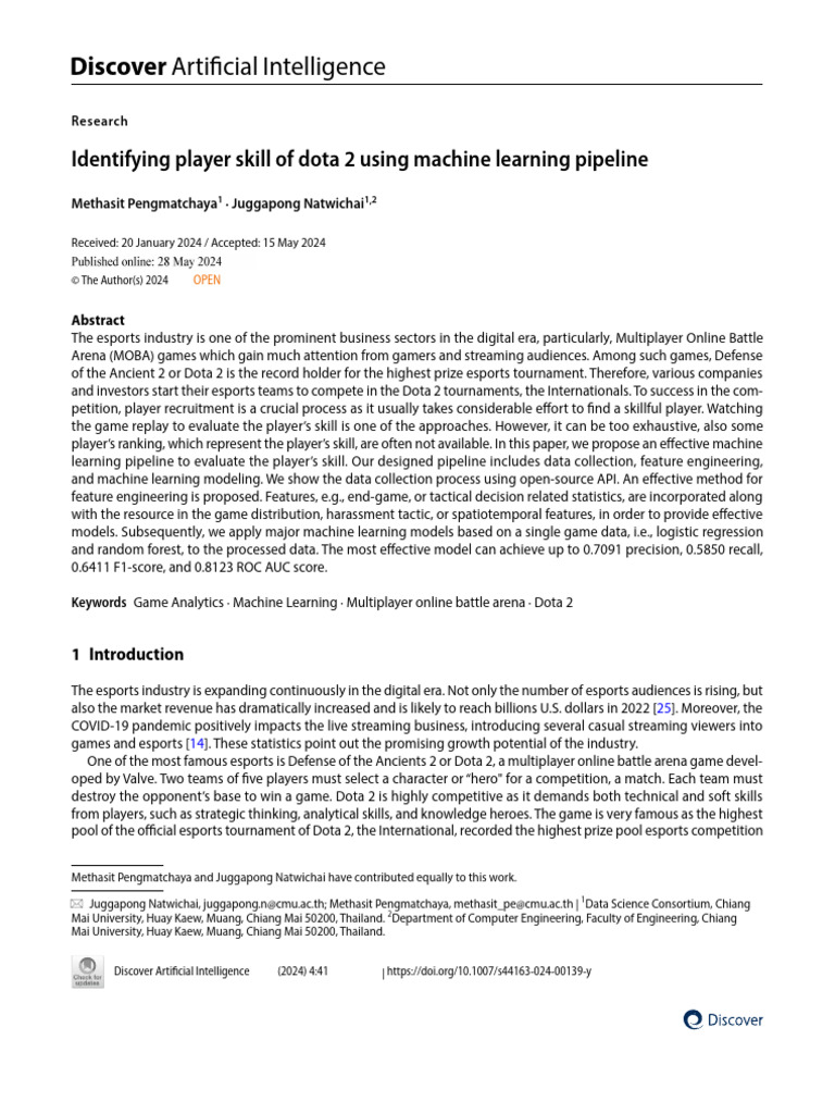 Identifying Player Skill of Dota 2 Using Machine L | PDF | Machine ...