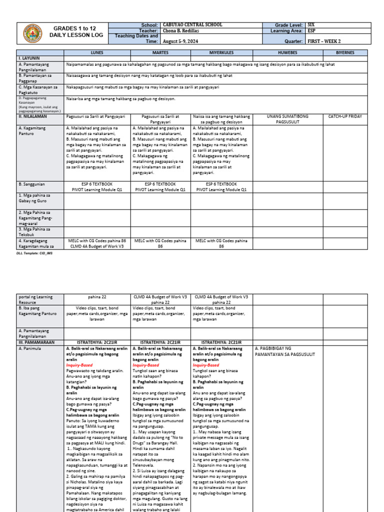 Esp-Week-2 - Q1 F | PDF
