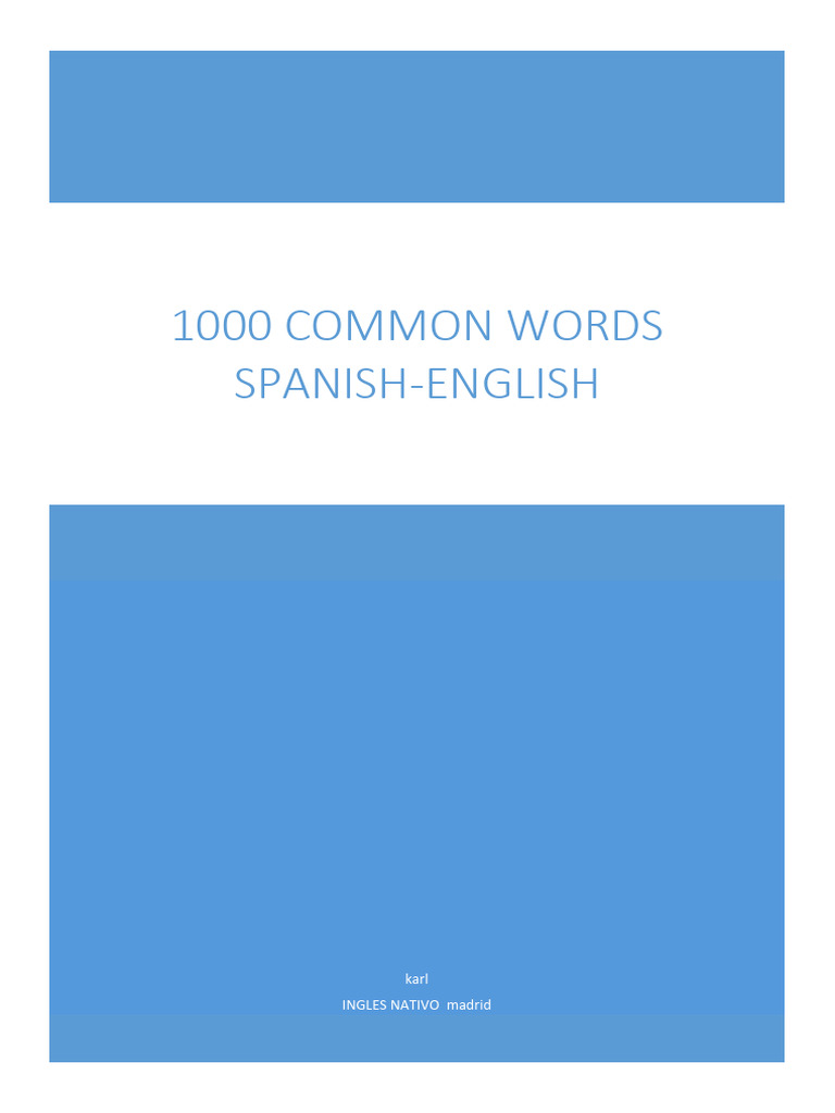 Common Spanish-English Words List | PDF