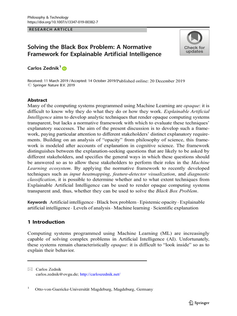 Solving The Black Box Problem Carlos Zednik | PDF | Artificial ... Solving The Black Box Problem Carlos Zednik | PDF | Artificial ...