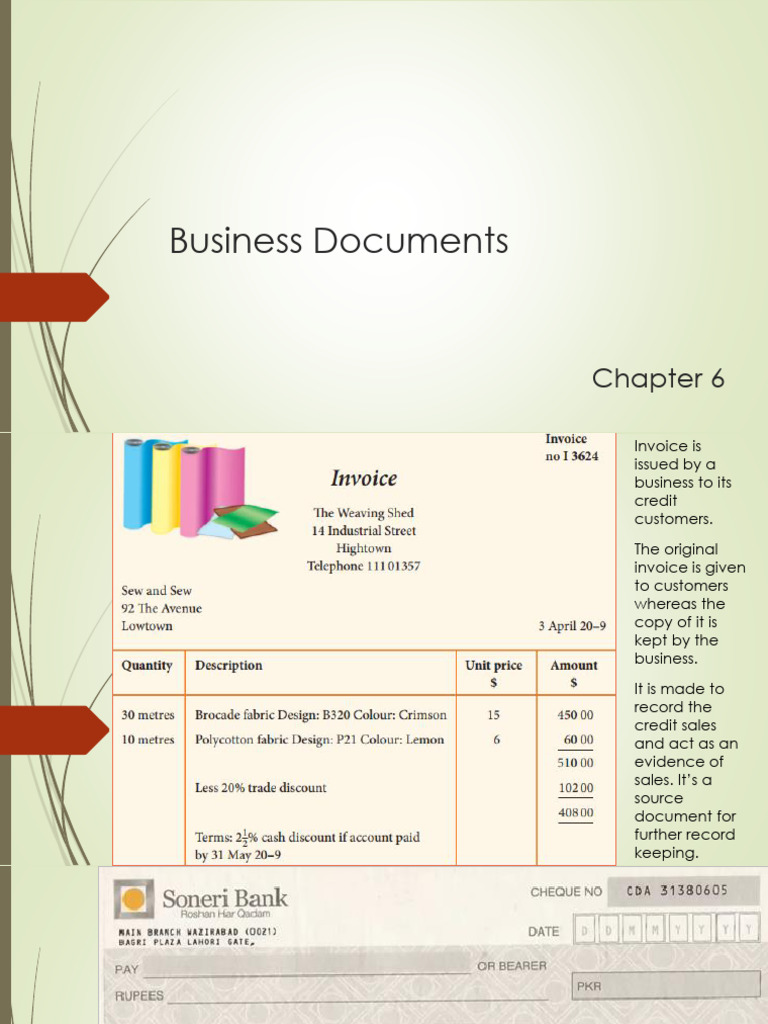 Business Invoice and Payment Documents | PDF | Cheque | Receipt