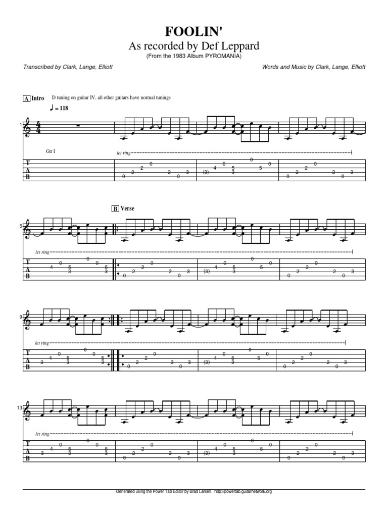 Def Leppard - Foolin | PDF | Rock Music | Rock Songs