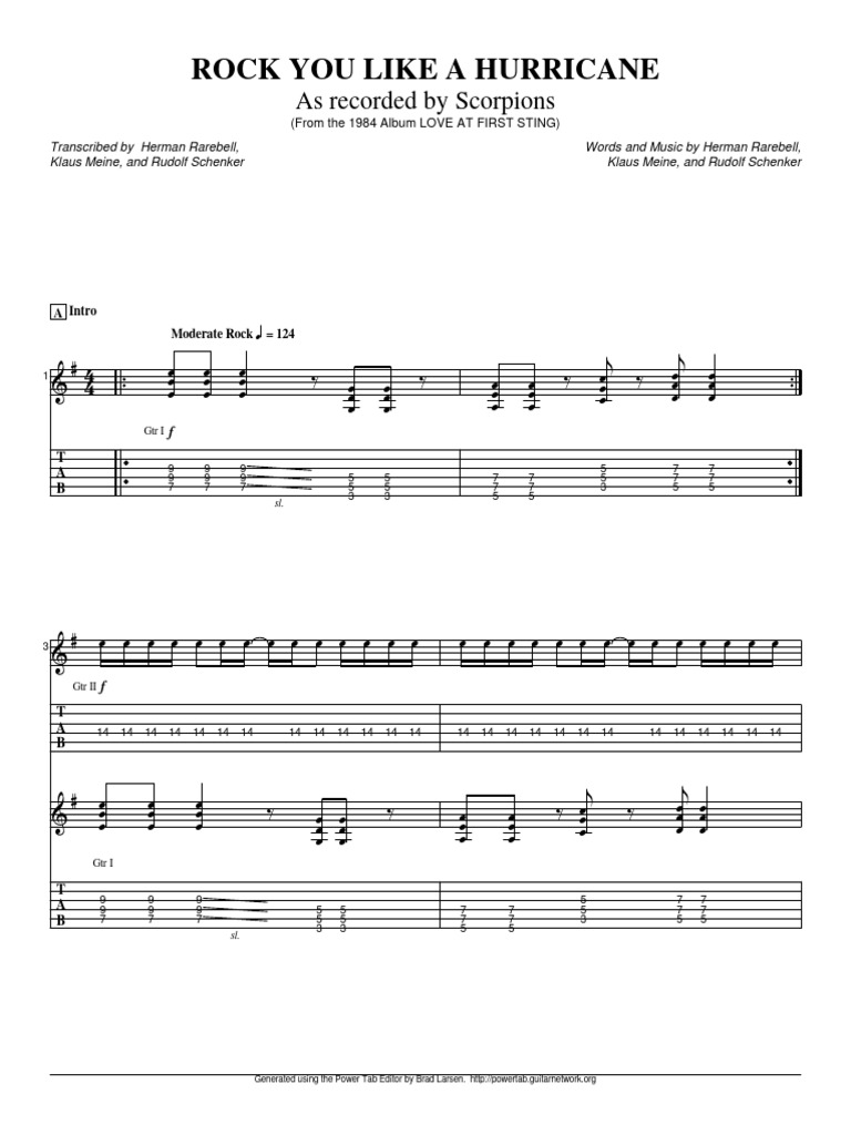 Rock You Like a Hurricane Tab | PDF | Hard Rock | Rock Songs