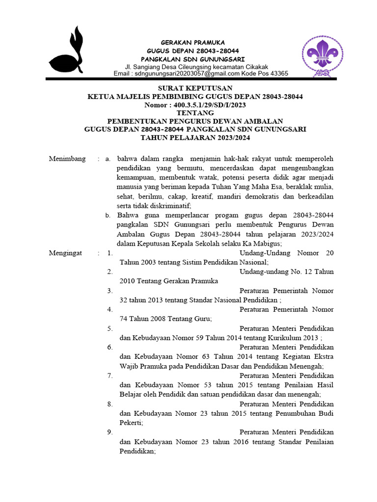 SK-PRAMUKA Gunungsari 2023 | PDF