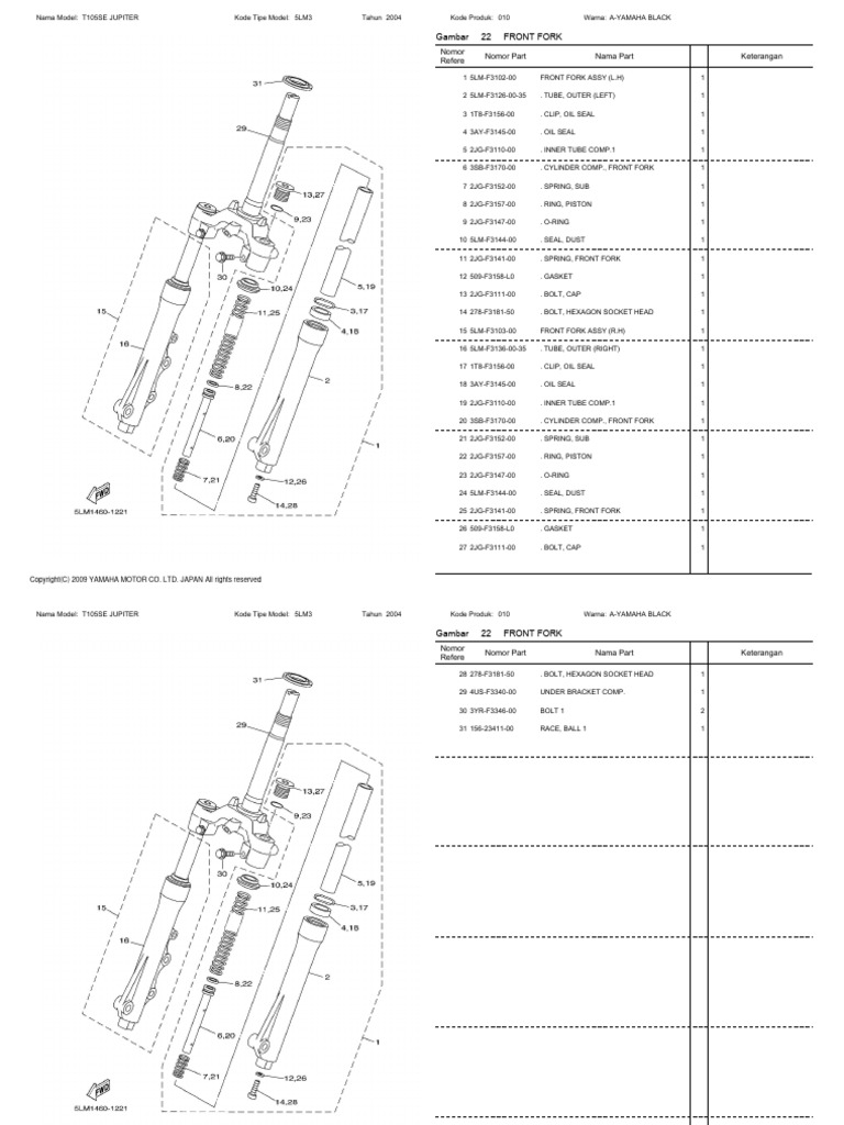 T105se Jupiter Front Fork | PDF | Engines | Mechanical Engineering