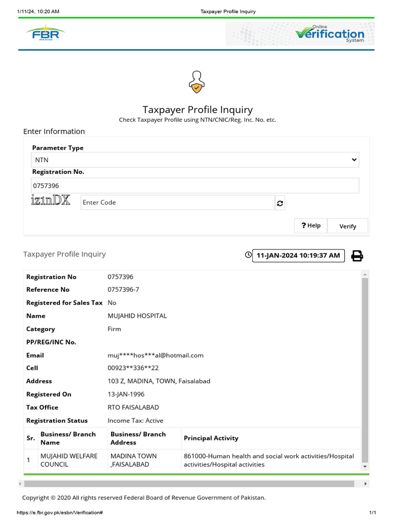 Taxpayer Profile Inquiry | PDF Taxpayer Profile Inquiry | PDF