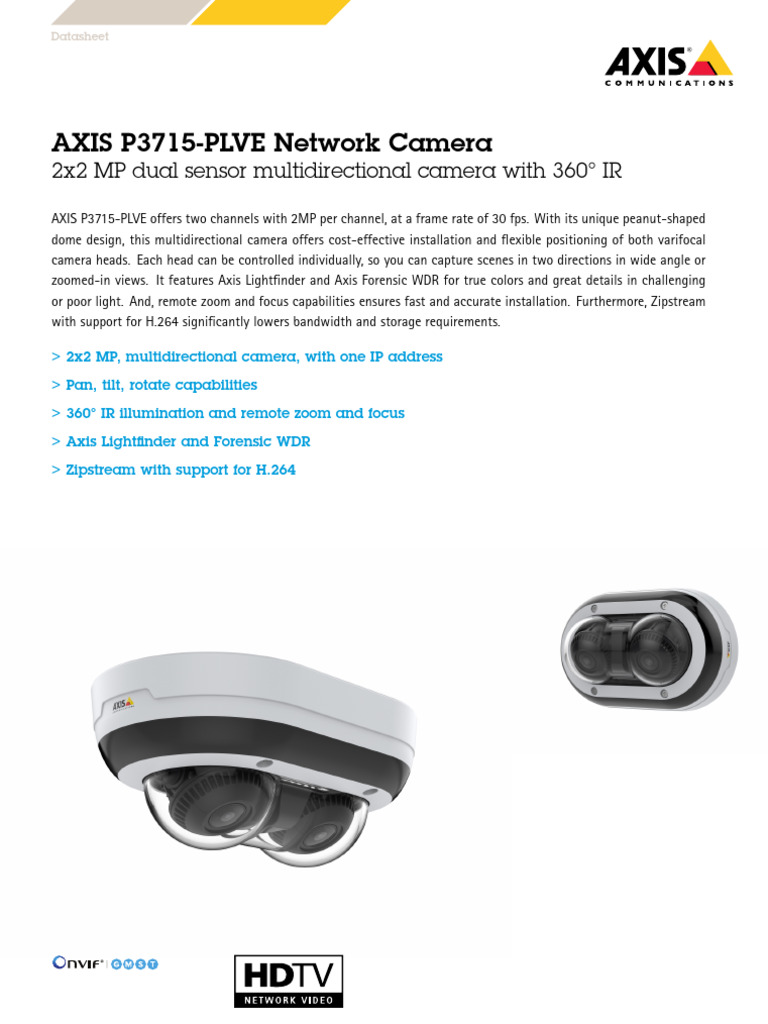Datasheet Axis p3715 Plve Network Camera en US 437304 | PDF | Camera | Internet Protocol Suite
