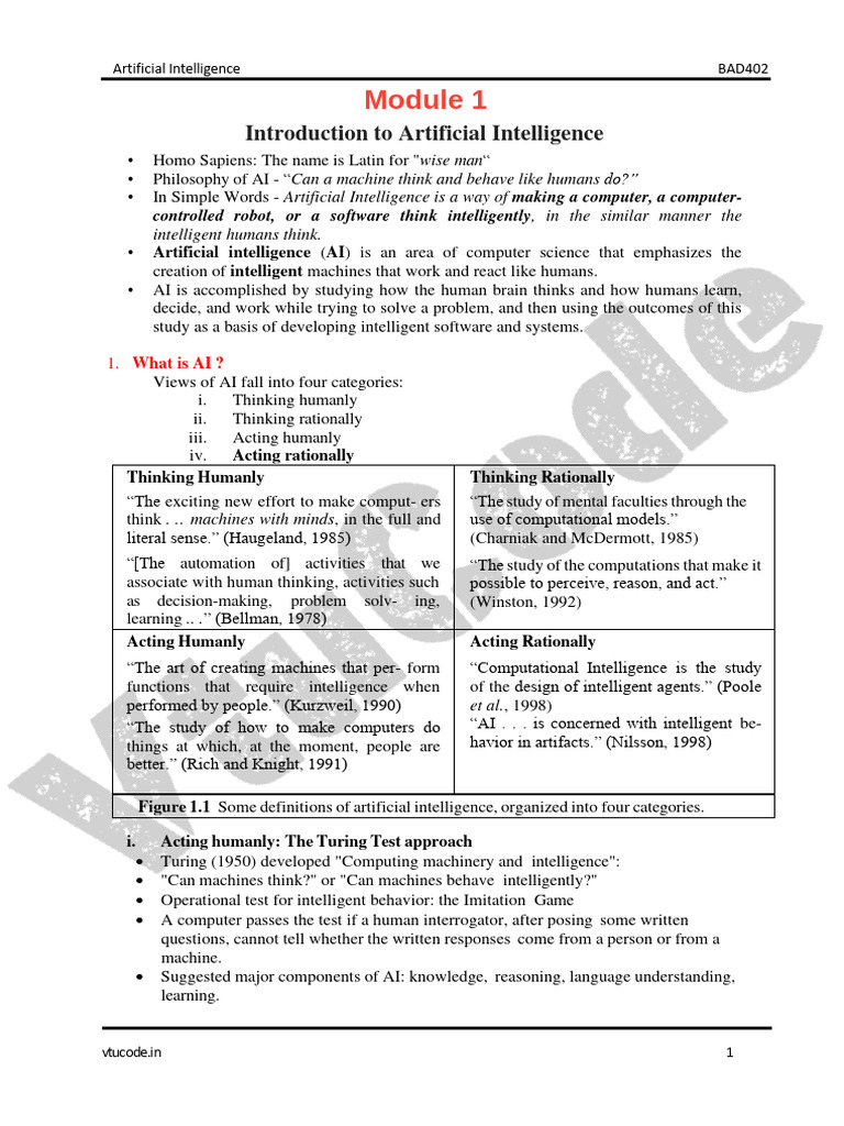 BAD402 Module 1 AI&ML 2022 Scheme | PDF | Artificial Intelligence | Intelligence (AI) & Semantics
