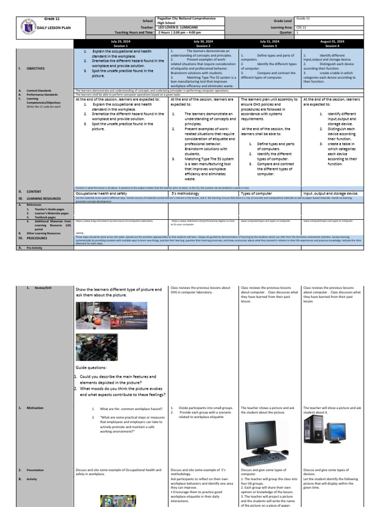 CSS DLL - Grade 11 - 2024 - 01 | PDF | Input/Output | Learning