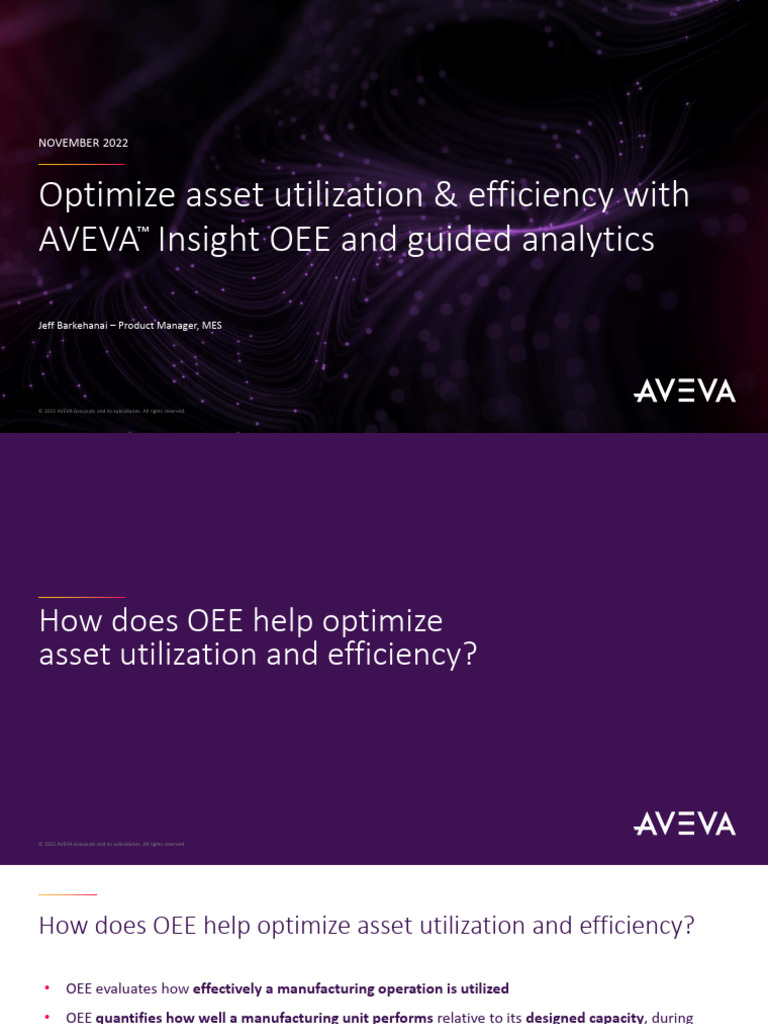 UC22NA 01AP20 AVEVA Barkehanai Optimize Asset Utilization Efficiency With AVEVA Insight OEE ...