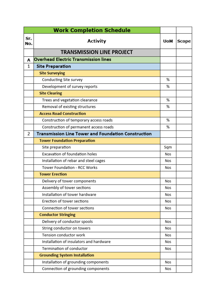 Original - Transmission Line Project - Monitoring Format | PDF ...