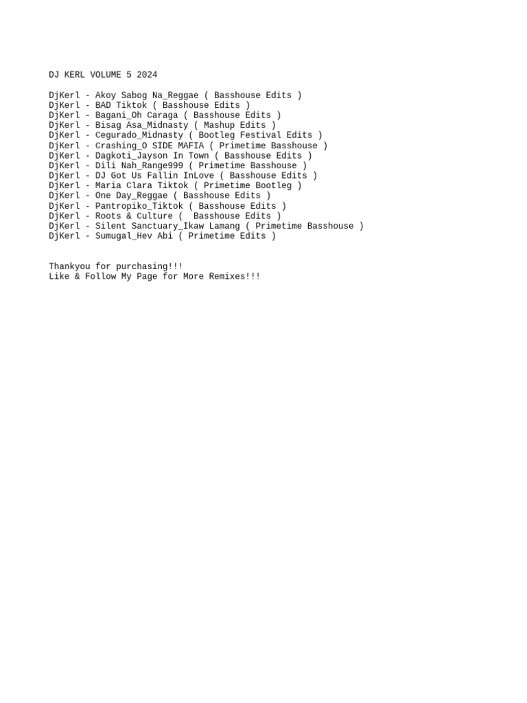 Volume 5 Tracks List | PDF