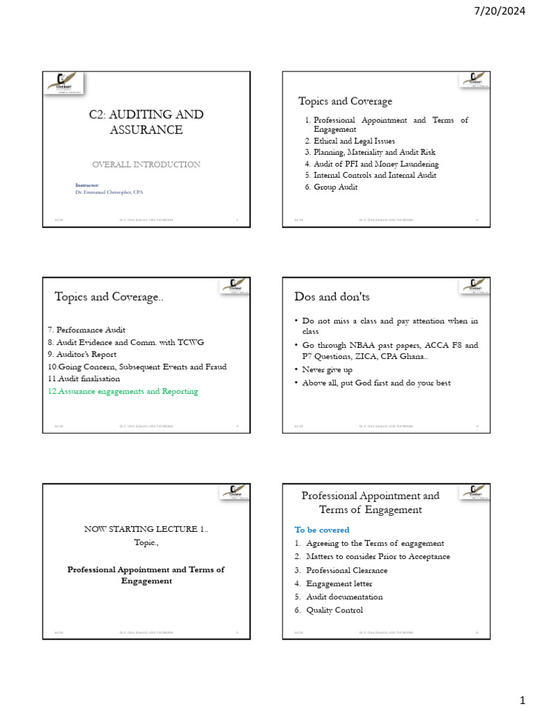 C2 NOTES Topics 1 2 and 4 | PDF | Audit | Financial Audit