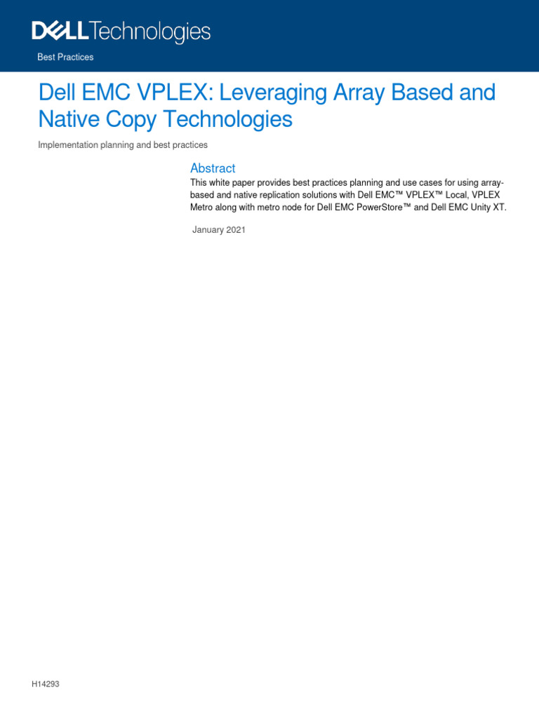 h14293 Dell Emc Vplex Array Based and Native | PDF | Computer Data Storage | Replication (Computing)