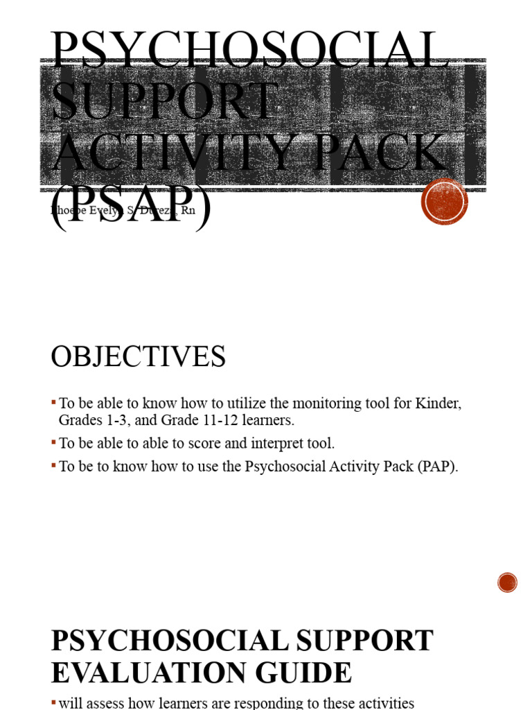 Psychosocial Support Activity Pack Psap Phoebe Evelyn S Dureza Rn