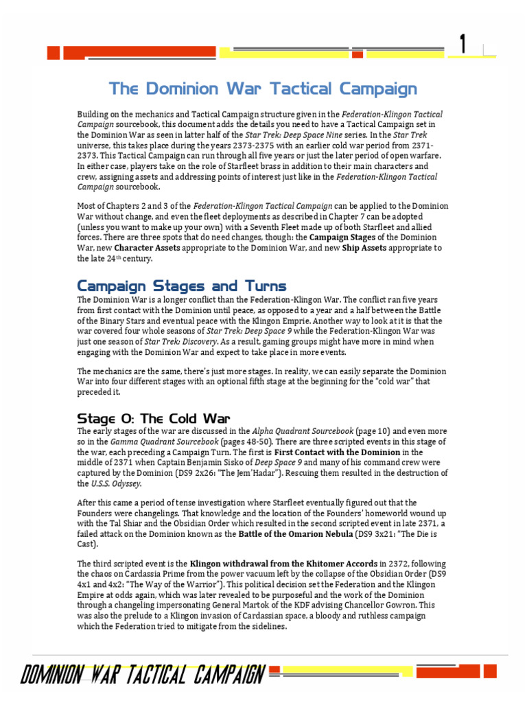 Dominion War Tactical Campaign Guide | PDF | Dominion (Star Trek ...