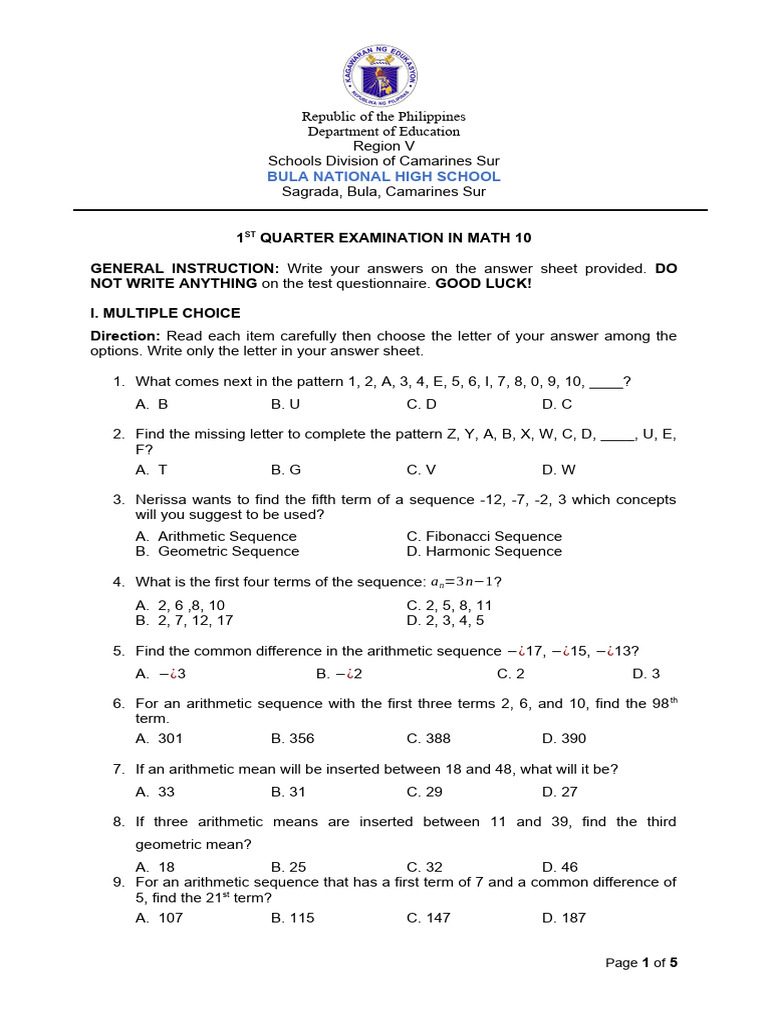 2024 Q1 Math | PDF | Mean | Division (Mathematics)