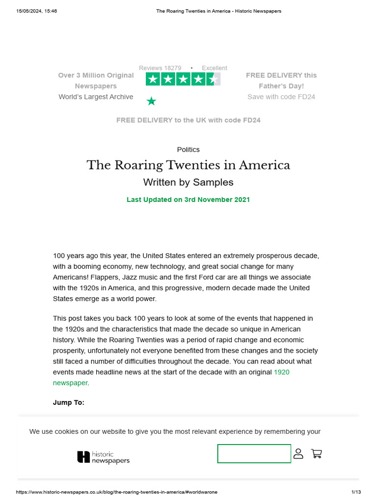 The Roaring Twenties in America - Historic Newspapers | PDF ...