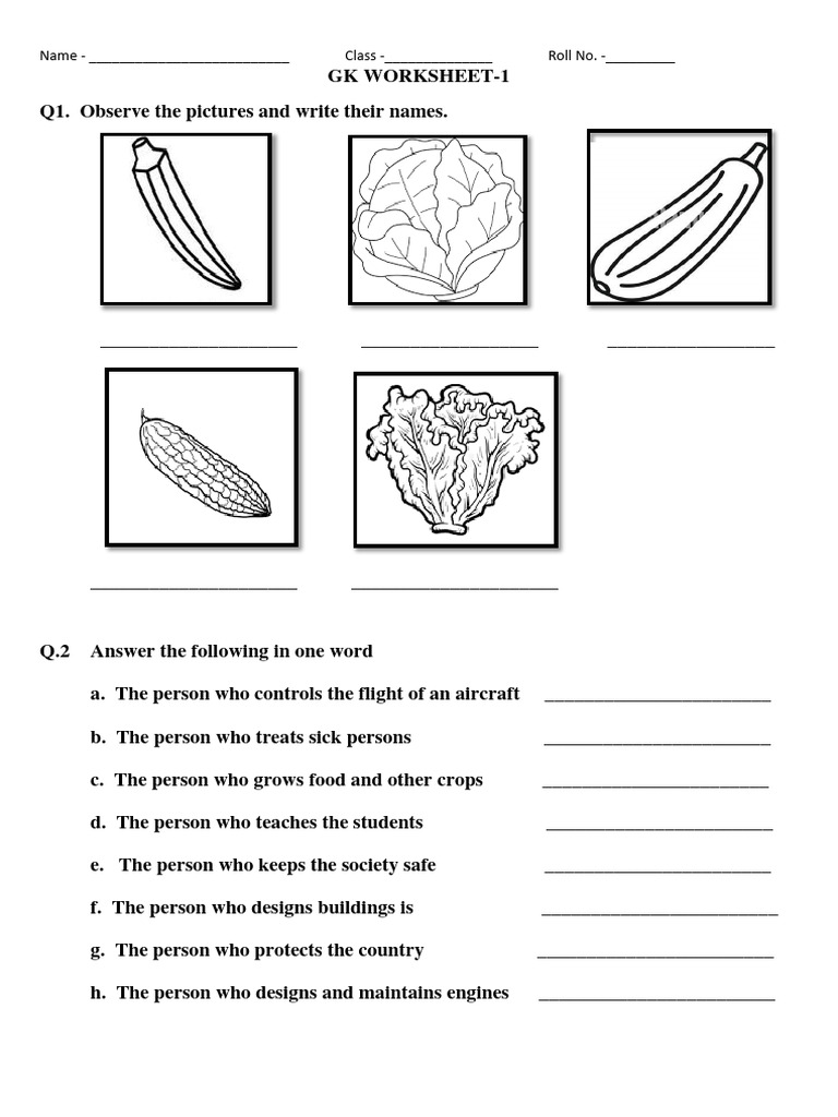 GK Worksheet Class 2 | PDF | Medical Specialties | Organ (Anatomy)