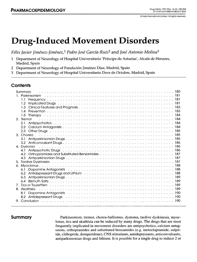 Drug Induced Movement Disorders | PDF | Antipsychotic | Schizophrenia