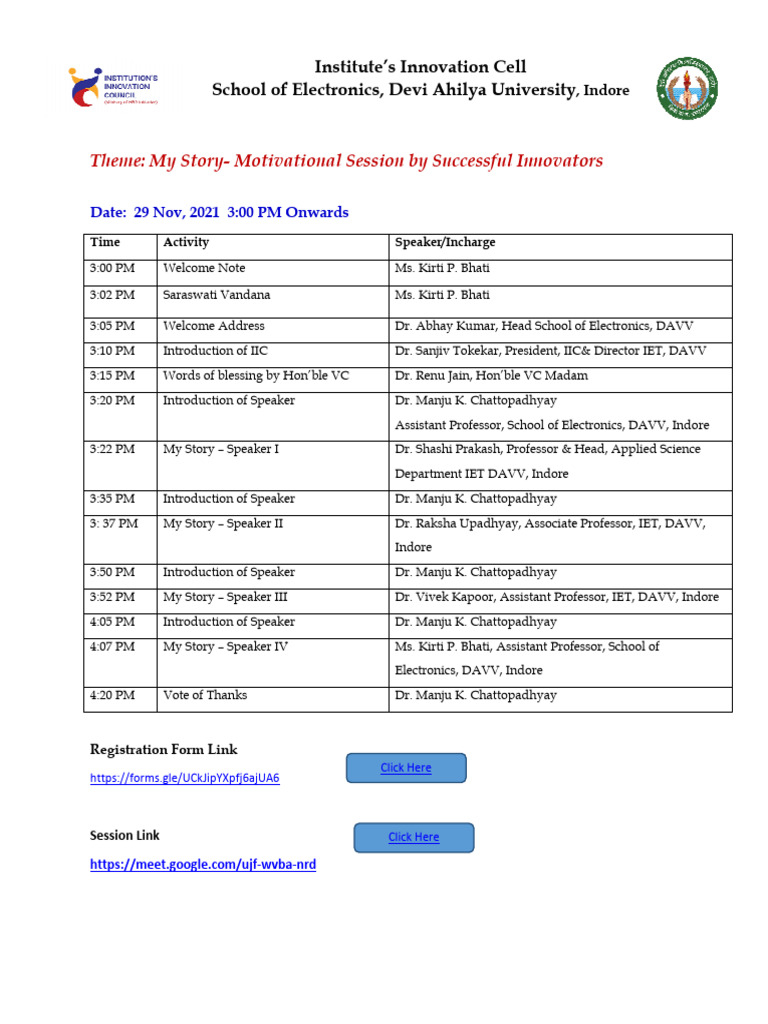 IIC Schedule | PDF | Wellness | Science & Mathematics