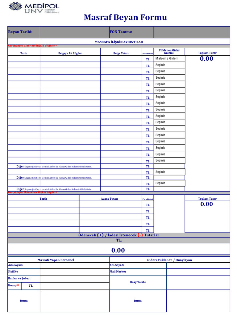 Masraf Beyan Formu | PDF