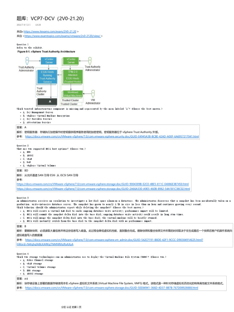 VCP Questions VCP7-DCV - 2V0-21.20 | PDF | Computer Cluster | Virtual Machine