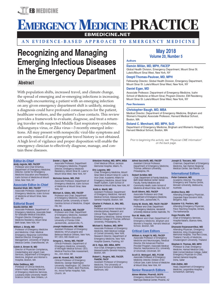Recognizing and Managing Emerging Infectious Diseases in The Emergency ...