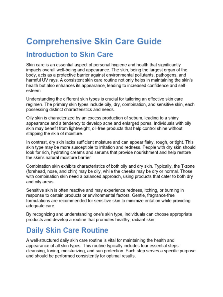 Comprehensive Skin Care Guide | PDF | Skin Care | Sunscreen
