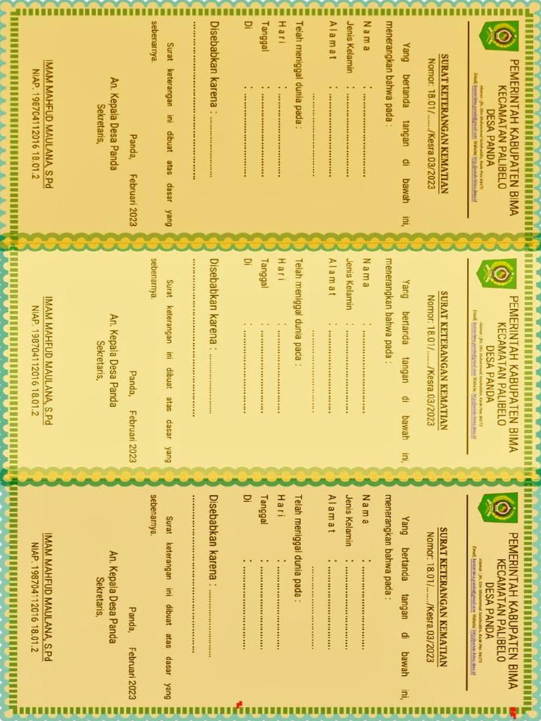 Surat Kuning Tulis Tangan | PDF