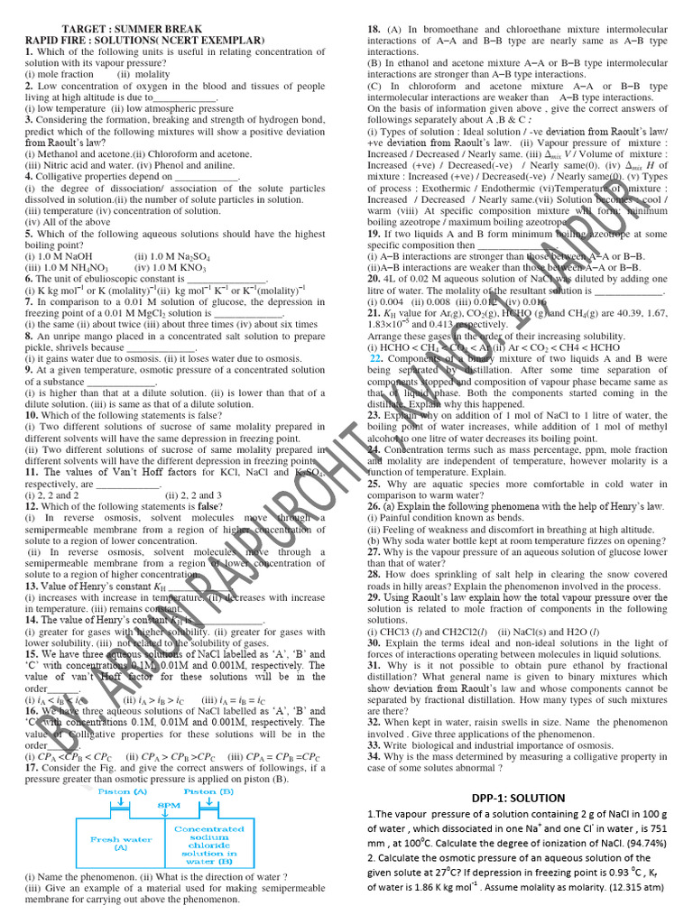 Freezing Point Depression Calculations | PDF | Applied And ...