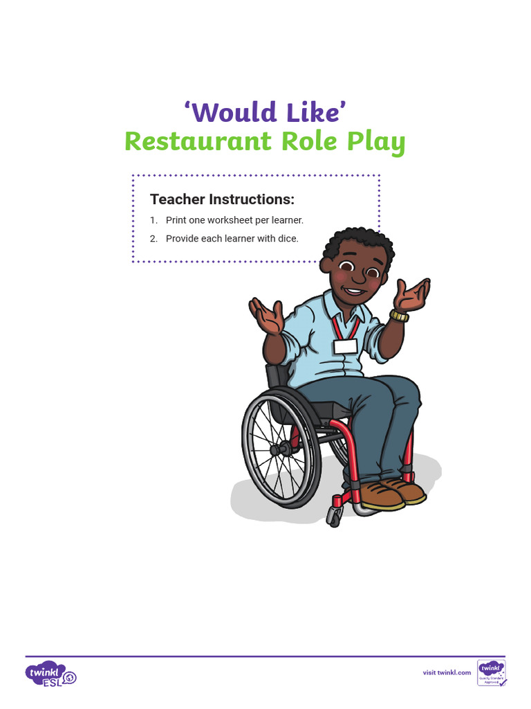 T 1709655112 Esl Would Like Restaurant Role Play Worksheet ks1 - Ver ...