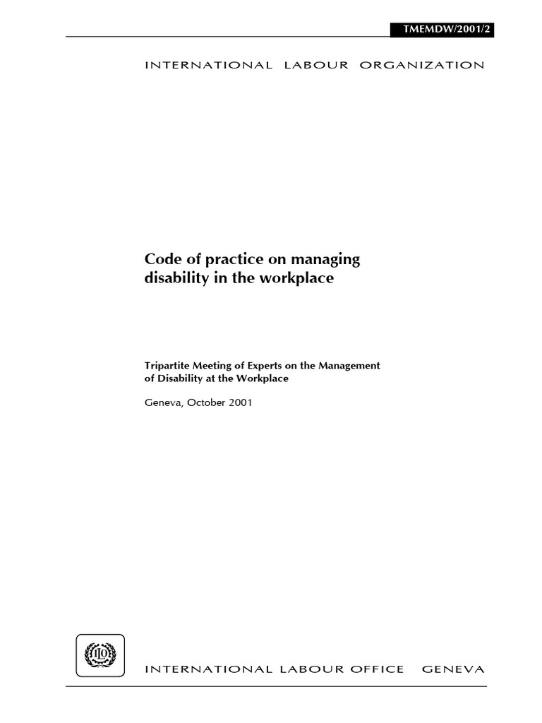 ILO (2001) - Code of Pactice On Managing Disability in The Workplace ...