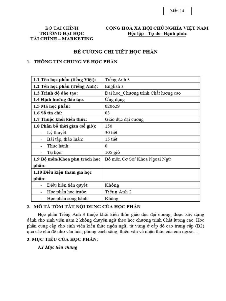 Tiếng Anh 3 - CLC | PDF