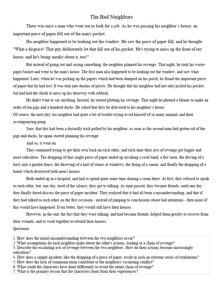 The Bad Neighbors | PDF