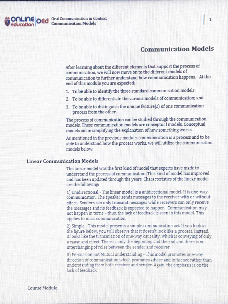 Communication Model | PDF