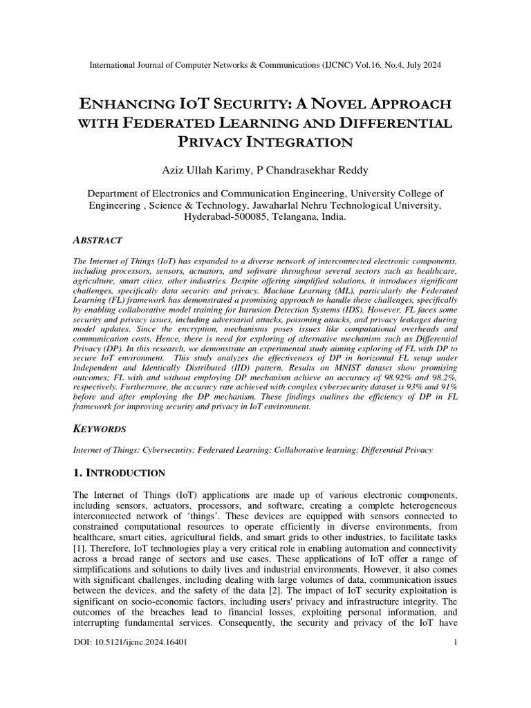 Enhancing IoT Security: A Novel Approach With Federated Learning and Differential Privacy ...