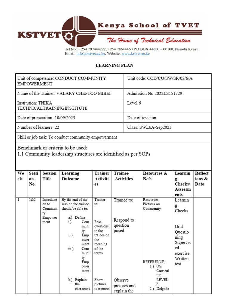 LEARNING PLANvalary | PDF | Learning | Behavior Modification