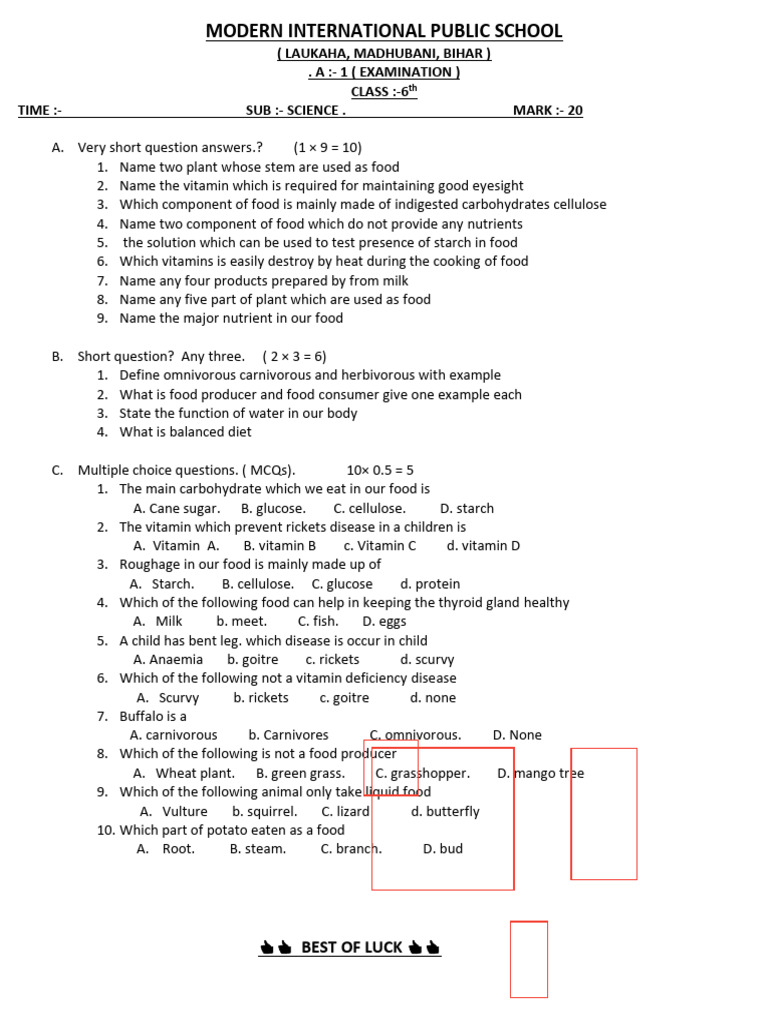 Class 6th Science | PDF | Foods | Vitamin