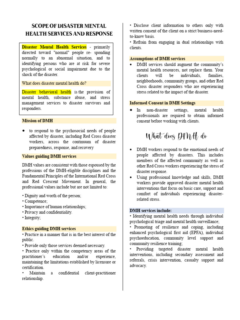 Dmh Prefinals Reviewer | PDF | Mental Health | Psychological Resilience